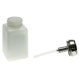 MENDA 35309 High-Density Polyethylene/Hdpe/Steel/Low-Density Polyethylene/Ldpe Dispensing Bottle, One-Touch Liquid Dispenser Pump, Natural Square HDPE, 6 oz., 6 fl. oz. Capacity