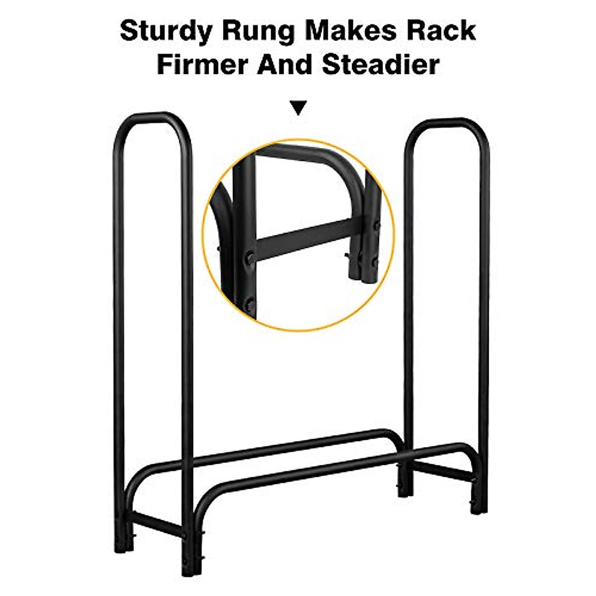 GASPRO 4FT Firewood Rack Outdoor with Cover, Includes Thickened & Widened Rungs, Heavy Duty Log Rack Wood Holder, Easy to Assemble