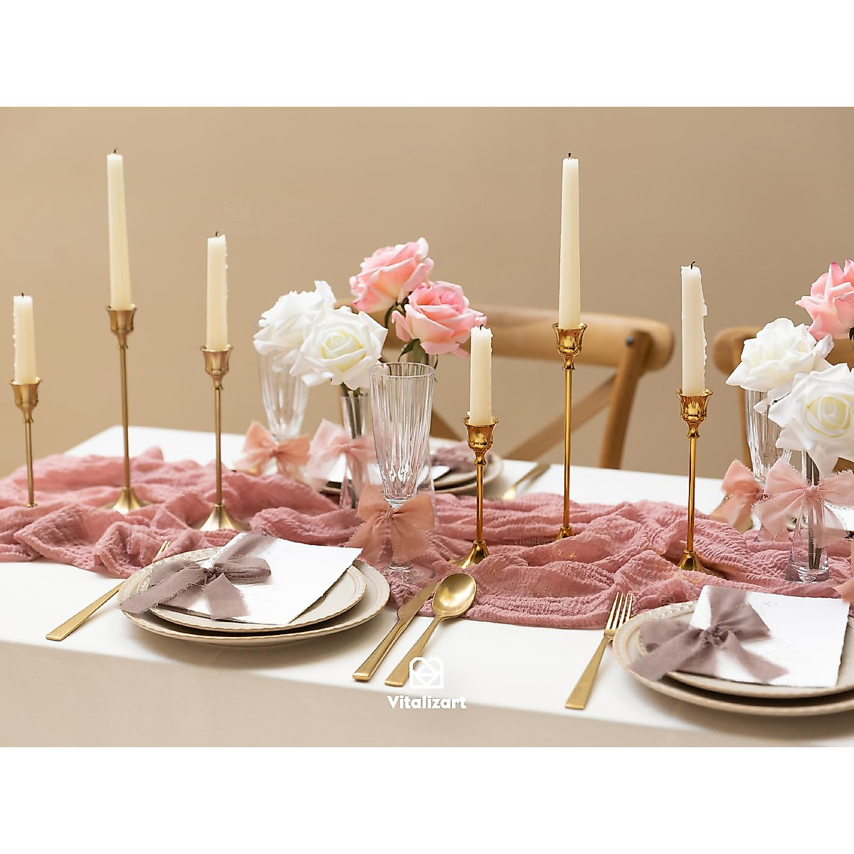 Vitalizart Dusty Rose Handmade Chiffon Silk Ribbon Fringe 1.5" x 21 Yd Frayed Edges Brown Ribbons for Wedding Invitations Bridal Bouquets Gifts Wrapping Crafts Holiday Party Decorations Nude Pink