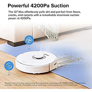 roborock Q7 Max Robot Vacuum and Mop Cleaner, 4200Pa Strong Suction, Lidar Navigation, Multi-Level Mapping, No-Go&No-Mop Zones, 180mins Runtime, Works with Alexa, Perfect for Pet Hair(White)