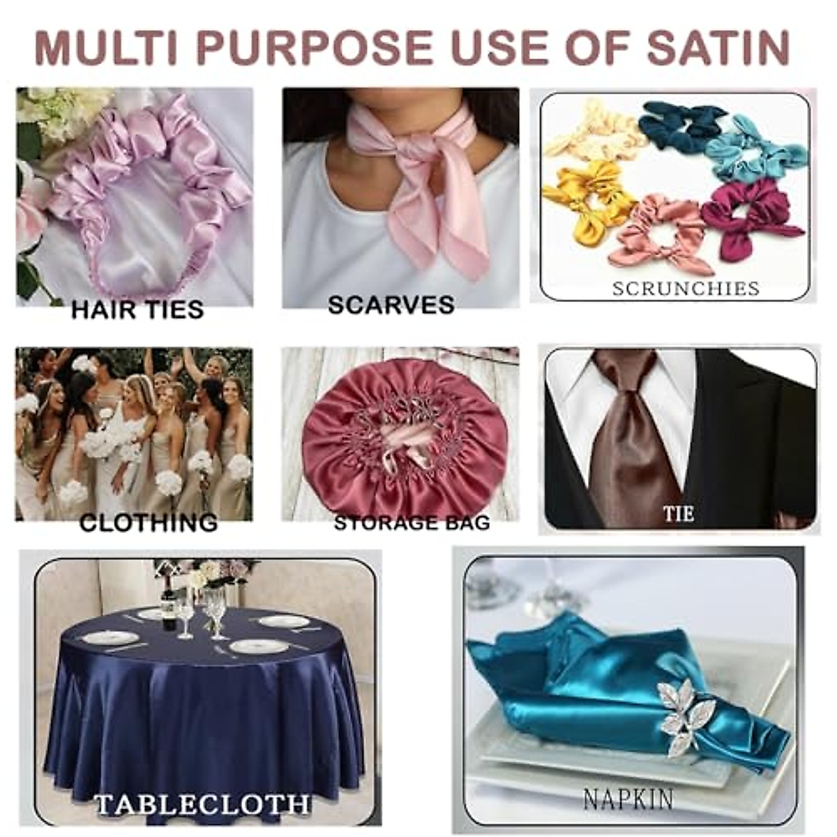 mds Pack of 5 Charmeuse Bridal Solid Satin Fabric by The Yard for Wedding Dress Fashion DIY Crafts Costumes Decorations Apparel Crafts Drapery Silky & Shiny Satin 44" Wide Roll-Silver Gray