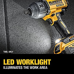DEWALT 20V MAX XR Brushless High Torque 1/2" Impact Wrench with Detent Anvil, Cordless, Tool Only (DCF899B)