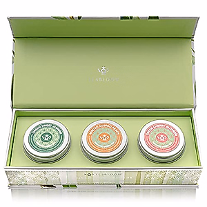 Teabloom USDA Certified Organic Loose Leaf Green Tea Trio Box -Green Sweet Jasmine, Minted Mango Peach, and Green Cherry Blossom - Radiant Greens Collection