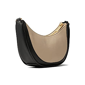 Anne Klein Color Blocked Crescent Crossbody, Stone/Black