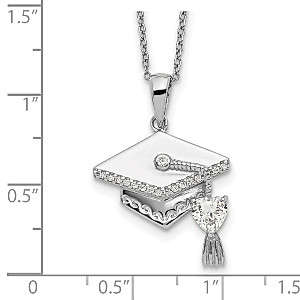 IceCarats 925 Sterling Silver Cubic Zirconia CZ Graduation Cap Chain Necklace