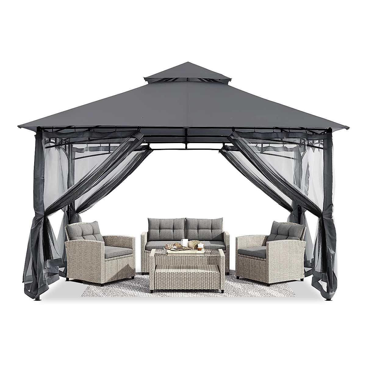 Sturdy Patio Gazebo 8 Ft x 8 Ft with Mosquito Netting by ABCCANOPY