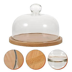 Round Cake Tray with Dome Glass Cake Plate Server and Clear Glass Dome Cake Stand Serving Tray Dessert Plate Fruit Platter with Glass Cover 8 inch