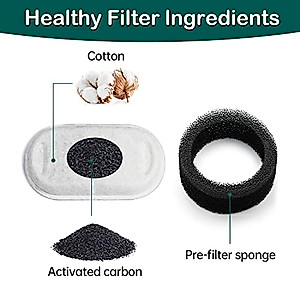 Cat Water Fountain Filters,16 Pack Cat Fountain Replacement Filters for Stainless Steel 67oz/2L Adjustable Water Flow Pet Water Fountain,Dog Water Fountain (8+8 Pack)