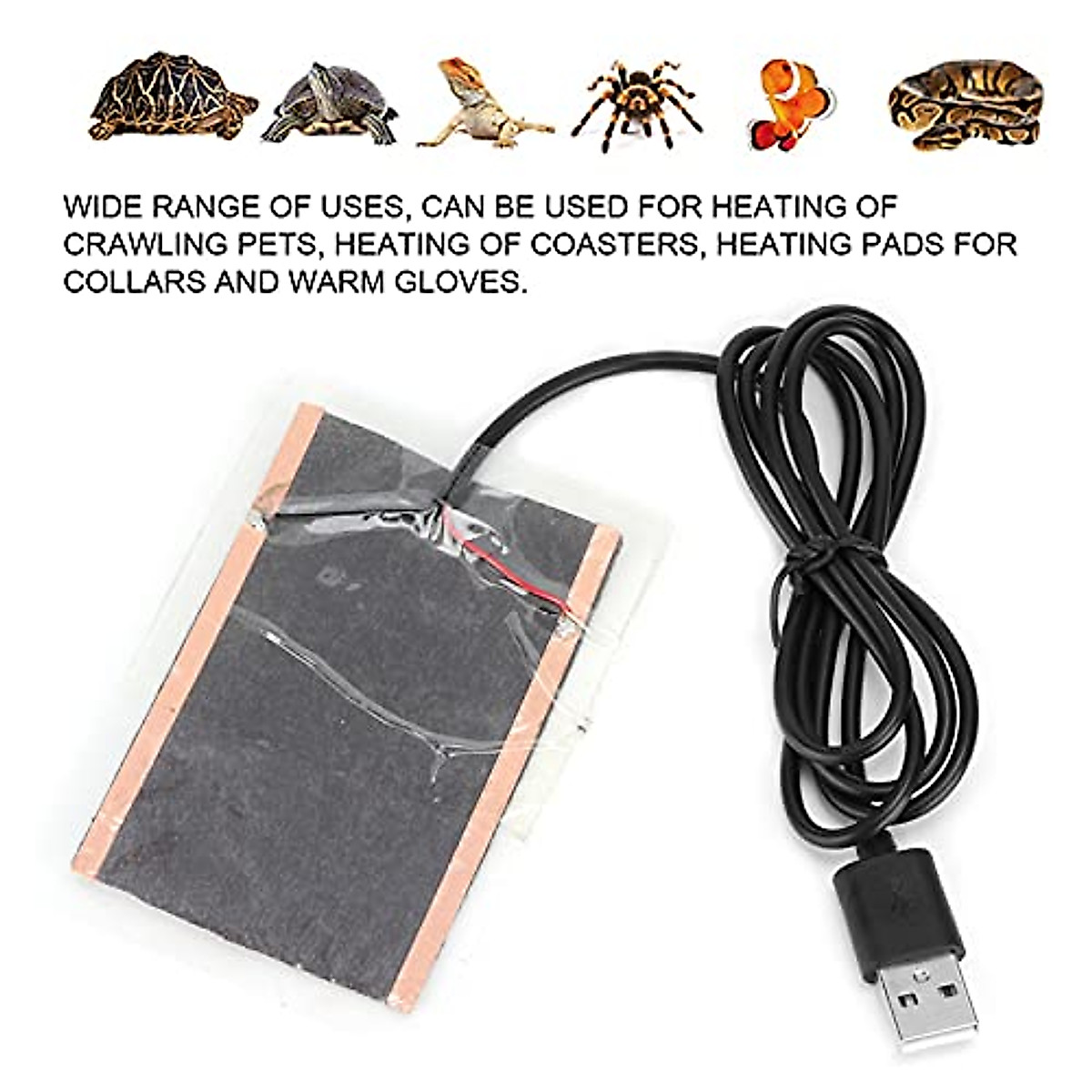 Heat Pad For Reptiles, 5W Portable Heating Pad Carbon Fiber Reptile Heating Pad 45˚C USB Heating Film Heat Mat For Reptiles Low Power Heat Pad For Home Outdoors Daily Use