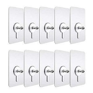 DOITOOL Self Adhesive Nails Wall Mount Non-Trace Screw Hook Stickers，10 Pcs Screw Free Stickers for Hanging Bathroom Kitchen Shower Room （16mm）