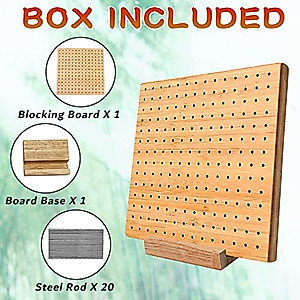 7.8 Inches Bamboo Wooden Board for Knitting Crochet and Granny Squares Blocking Board for Knitting and Crochet Projects Handcrafted Knitting Stainless Steel Pins