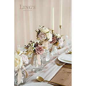 Ling's Moment Ivory Wedding Table Centerpieces Boho Mini Bridesmaid Bouquets Set of 6 Floral Centerpieces for Wedding Reception Table Decorations (Neutral Dusty Rose)