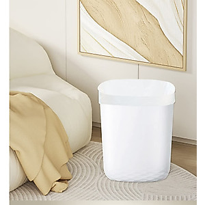 Feisco 2.4 Gallon Trash Can Wastebasket with 60 Counts of Trash Bag,Small Trash Can Garbage Container Bin for Bathroom Bedroom Kitchen Office (White)
