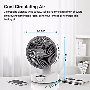 BUSYPIGGY Air Circulation Fan- 8 Inch Desk Fan, Portable Small Fan with 3-Speed Adjustable, Personal Desktop Fan can be Timed, Oscillating Fan with Hook and Remote Control Suitable For Most Scenes