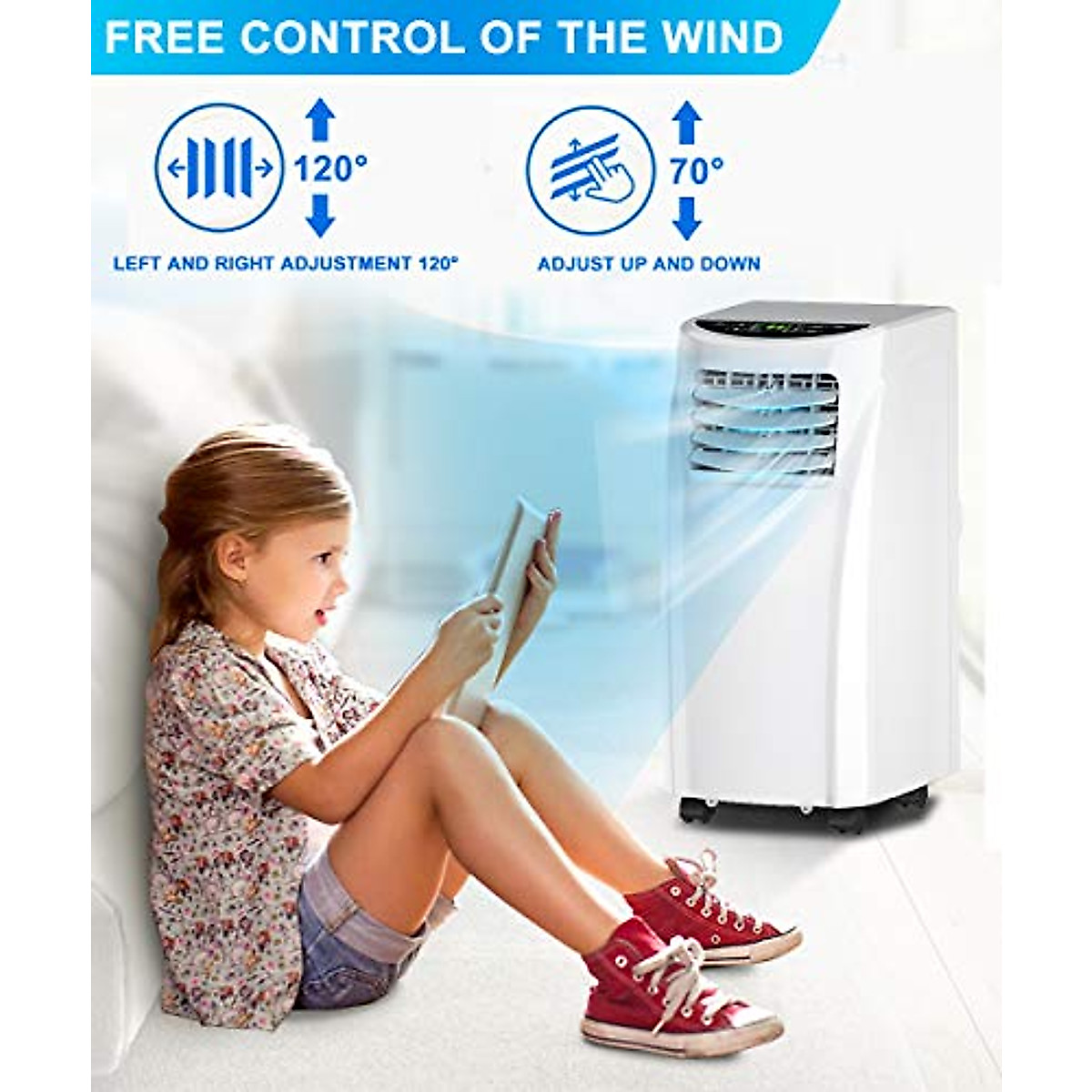 Toolsempire 8000BTU Portable Air Conditioner Cools Up to 230 Sq,Freestanding AC Cooling Unit Compact Room Cooler with Dehumidifier&Fan,Remote Control,Included Window Mount Kit