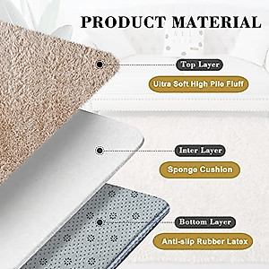 YUFANUHO Beige Rugs for Living Room, Ultra Soft Indoor 4x6 Feet Beige Shaggy Area Rugs for Bedroom, Kids Room, Home Decor High Pile Velvety 4'x6' Shag Carpets, Beige/Camel