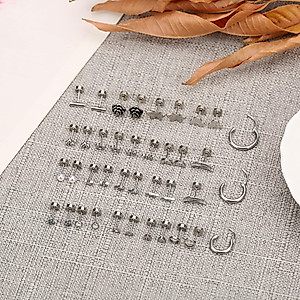 Staligue 21 Pairs Stainless Steel Earrings Set for Women Men Hypoallergenic 20G Flat Back Studs Earrings and Hoop Earrings Set Star Moon flower Snake Leaf Cartilage Piercing Earrings Jewelry Gifts
