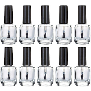 10 Pcs 15ml Glass Nail Polish Bottles Empty Refillable Nail Polish Bottle Containers with Brush Cap for Nail Art Sample (Transparent)