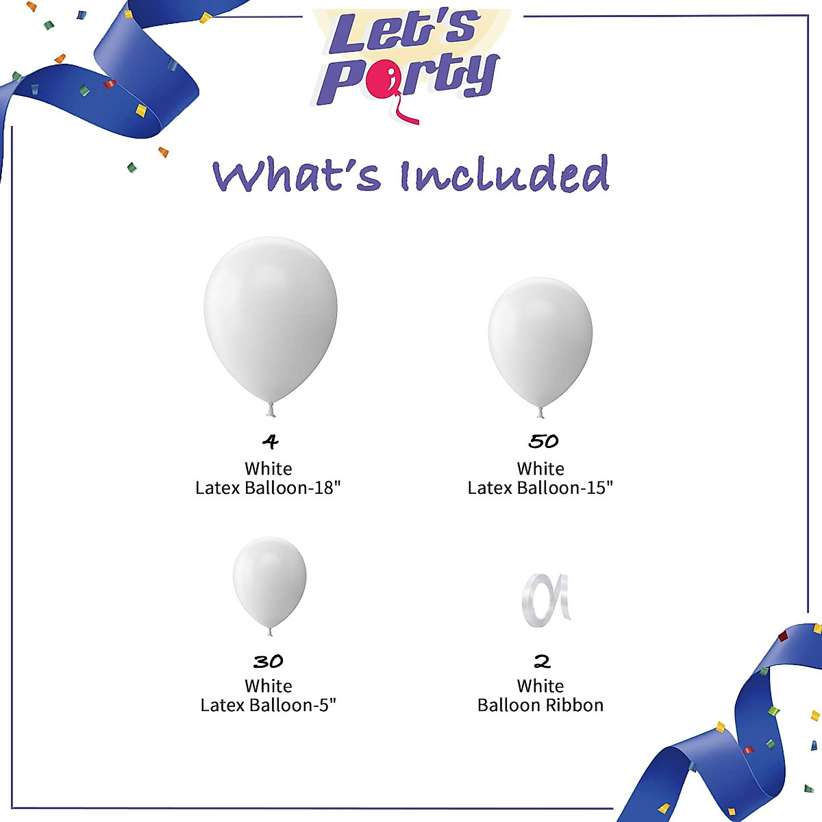 FEELMOMNNT 84 pcs White Balloons Different Sizes 5/12/18 inch White Latex Balloons White Balloon Garland Arch for Birthday Party Graduation Holiday Wedding Baby Shower Anniversary Party Decoration