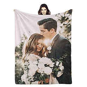 MMAOLP Custom Blanket with Photos Customized Blanket Personalized Flannel Throw Blankets for Adult Kid Birthday Christmas Halloween Fathers Mothers Valentines Day Gift 4 Sizes