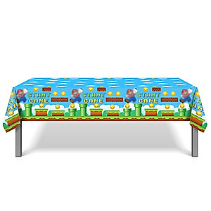 2 Pcs Mario Party Tablecloth,87" x 51" Game Rectangular Plastic Table Covers, Super Brothers Mario Theme Party Birthday Party Decorations Supplies