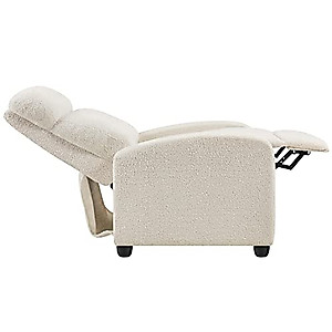 Yaheetech 2-Seat Fabric Pushback Recliner Chair Living Room Chair with Thick Seat Cushion and Backrest Reclining Chair for Living Room Ivory