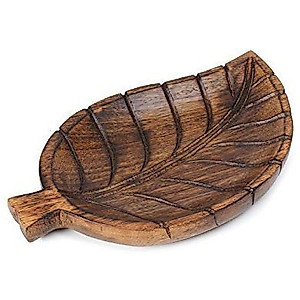 Earthly Home Wooden Decorative Leaf Design Serving Tray - Natural Finish - Size: 12 x 8 x 1 Inches - Intricate Detail with Hand Carving Creates a Truly Unique Furnishing Accent