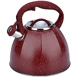 Chihen Whistling Tea Kettle Tea Pots 4 Liters Stainless Steel Kettle, Ergonomic Handle, Whistling Teapot for Home Kitchen Outdoor Indoor Chihen220107(Color:Red;Size:4L)