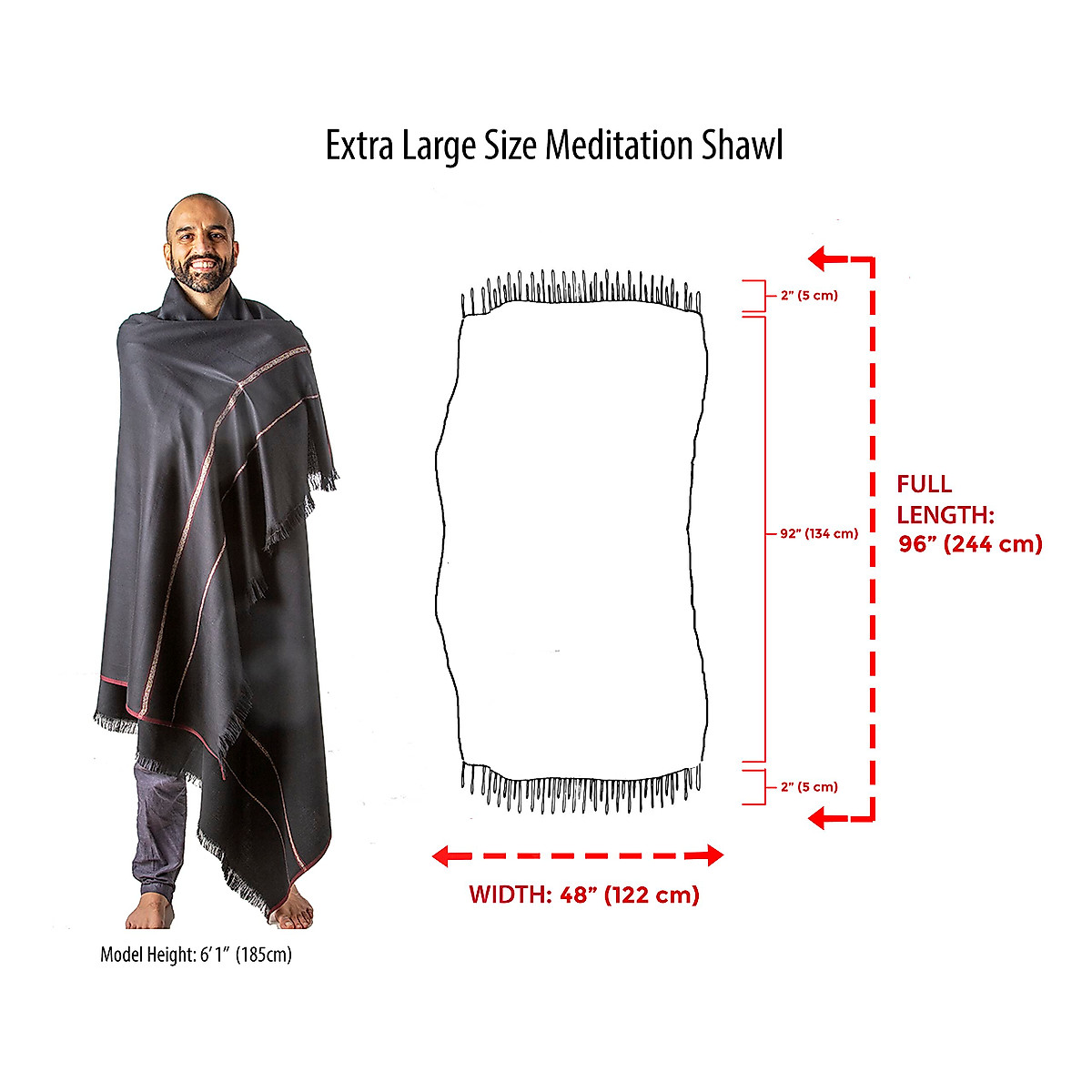 Om Shanti Crafts Meditation or Prayer Shawl or Plain Blanket, Wool Shawl/Wrap, Oversize Scarf. Unisex