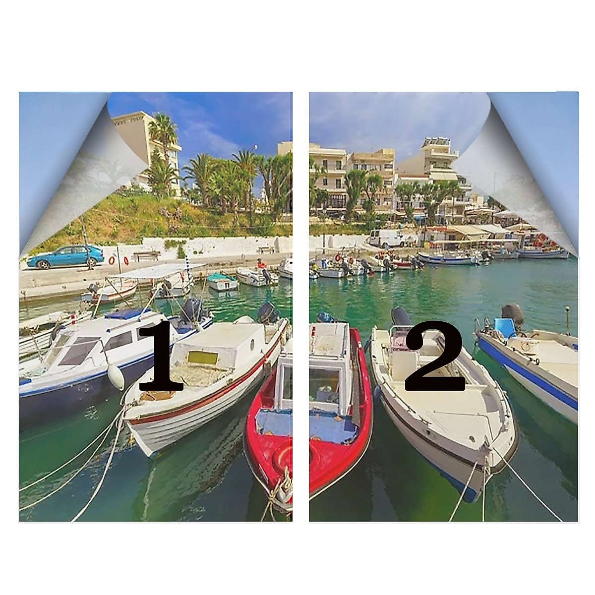 Teal Red Frosted Window Privacy Film Blackout Static Cling Removable Window Film Sun Blocking Anti UV Glass Film for Home Sliding Door Italy Summer Landscape Privacy Film 17.7Wx23.6L-inch x2 Pcs