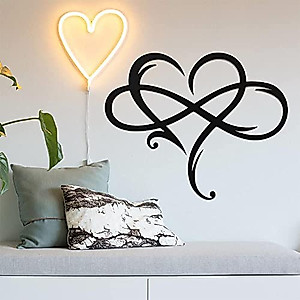 AOOLVY Infinity Heart Wall Decor, Unique Infinity Heart Metal Art Wall Decor Love Sign Steel Wall Plaques Bedroom Ornaments for Home Wedding Decor, Room Living Room Decoration (Black, 23.6x20.6inch)