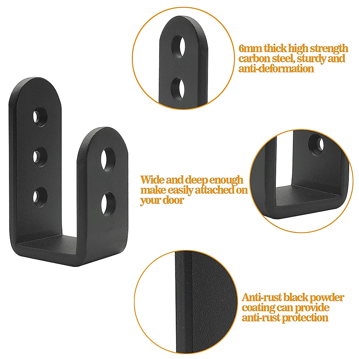 2 Pack Heavy Duty 2x4 Door Barricade Brackets Steel U Bracket Drop Open Bar Security Holder Door Lock Brackets for Home, Barn, Shed, Garage, Gate to Security Door Reinforcement Fits 2x4 Bar, Black