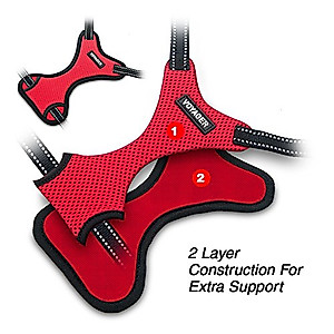 Best Pet Supplies Voyager Adjustable Dog Harness with Reflective Stripes for Walking, Jogging, Heavy-Duty Full Body No Pull Vest with Leash D-Ring, Breathable All-Weather - Harness (Red), M