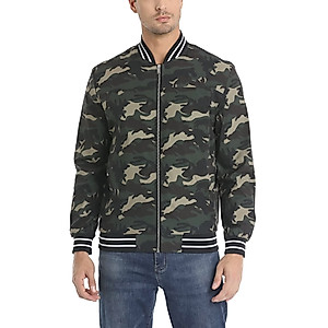 MAGCOMSEN Jackets for Men Bomber Jacket Lightweight Windbreaker Casual Windproof Jacket Full Zip Camouflage Jackets Camouflage Green, XL
