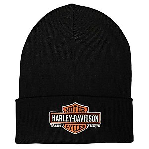 Harley-Davidson Men's Timeless Bar & Shield Logo Embroidered Cuffed Beanie Hat Black