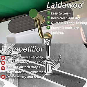 Laidawoo Kitchen Faucet Absorbent Mat, Diatomite Splash Guard for Sink Faucet, Faucet Mat for Kitchen Sink, Diatomaceous Earth Fast Drying Stone Sink Tray,Quick-Drying Water Absorbing Stone Tray