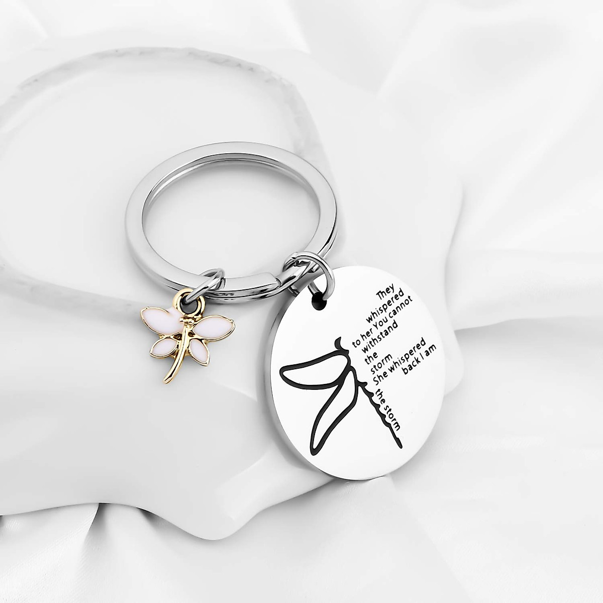 BNQL Inspirational Dragonfly Gifts Dragonfly Lover Gifts They Whispered to Her You Cannot Withstand the Storm She Whispered Back I am the Storm (SILVER)