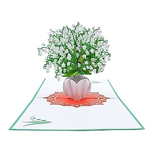 ETA Lily of the Valley Pop Up Card - 3D Happy Birthday with Flowers Design, Flower Card, for Mother’s Day, Get Well Best Wishes Mom, Women and Friends, F16