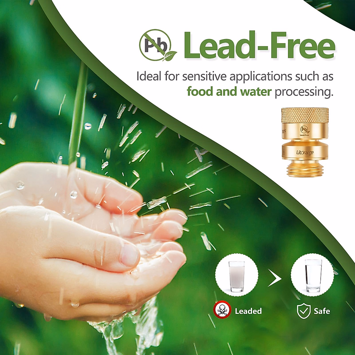 Litorange 1 Pack 1-1/16" Fine Thread (Female) Lead-Free Self-Draining Vacuum Breaker, PK 1390 Replacement Hose Bib Backflow Preventer with washers and Sealing Tape for Garden & indoor Spigot