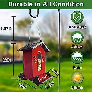 Squirrel Proof Bird Feeder, Red Metal Bird Seed Feeder for Outdoors Hanging Chew-Proof, 5lbs Large Seed Capacity for Cardinal, Finch, Sparrow, Blue Jay, Swallow, Parrot