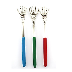 4 Pieces Skull Palm Telescopic Back Scratcher Hand Massager backslap with Rubber Handles(Random Color) (4 Pcs)