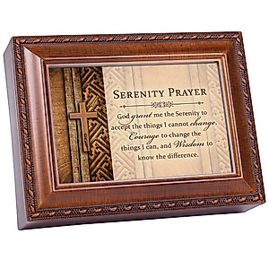 Cottage Garden God Grant Me The Serenity Woodgrain Keepsake Music Box Plays Amazing Grace
