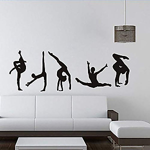 Maydahui Dancer Wall Decal Dance Gym Decor (Set of 5 Pieces）Sport Art Wall Sticker Home Decoration for Living Room Bed Room Girls Room
