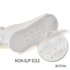 EPEIUS Infants and Toddlers Baby-Girls Non Slip Ruffle Frilly Ankle Socks Pointelle Grip Socks (Pack of 6) 6-18 Months,Natural White