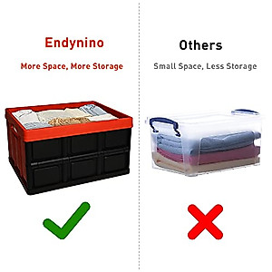 Endynino 2-Pack Collapsible Plastic Crates Storage with 2 Waterproof Bag & Lids, Storage Bins, 44 Quart Container Box Crates with Handle for Camping, Travel, Groceries, Sports, Home, Toy(Large)
