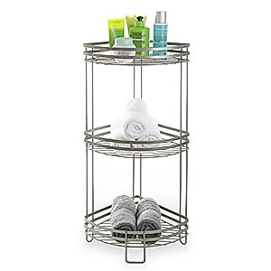 BINO 3-Tier Corner Spa Tower | 'Lafayette' Rust-Resistant | Nickel | Steel Corner Shower Organizer Stand | Decor | Bathroom Vanity Accessories and Display