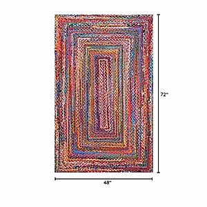 nuLOOM Tammara Bohemian Hand Braided Area Rug, Oval 4x6, Multi