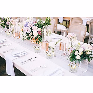 Vixdonos Votive Candle Holders Set of 6 Crown Glass Tealight Candle Holder for Wedding, Party and Home Decor (Gold Tips)