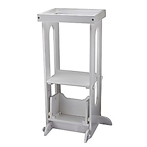 Little Partners® Explore 'N Store™ Learning Tower® Kids Adjustable Height Kitchen Step Stool for Toddlers or Any Little Helper (Soft White)