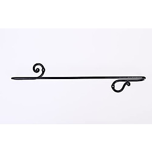 HB Bath Towel Bar 20 inch, Wrought Iron Decorative Bathroom Towel Cloth Hanger Heavy Duty Wall Mounted Handmade Towel Rod (Black)